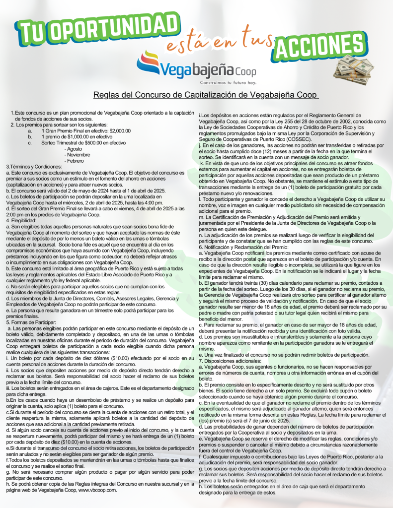Campaña de Capitalización – Vegabajena Coop